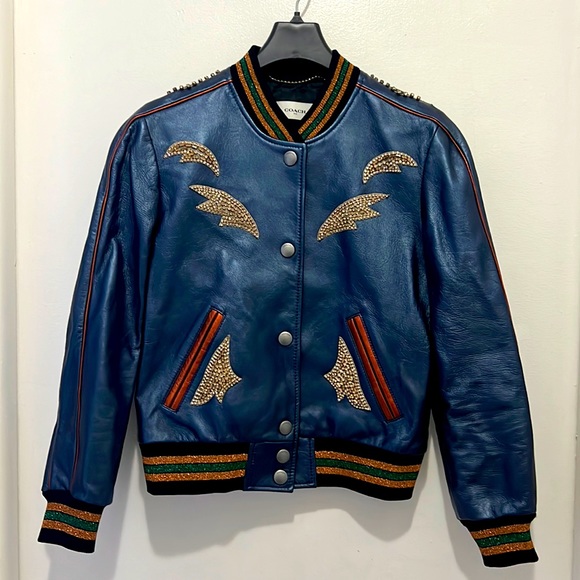 Coach | Jackets & Coats | Nwt Coach Shrunken Leather Varsity Jacket In ...